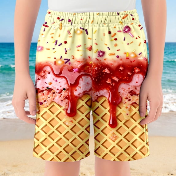 Boys Pants Playful Ice Print Summer Shorts Kids Everyday Soft ...