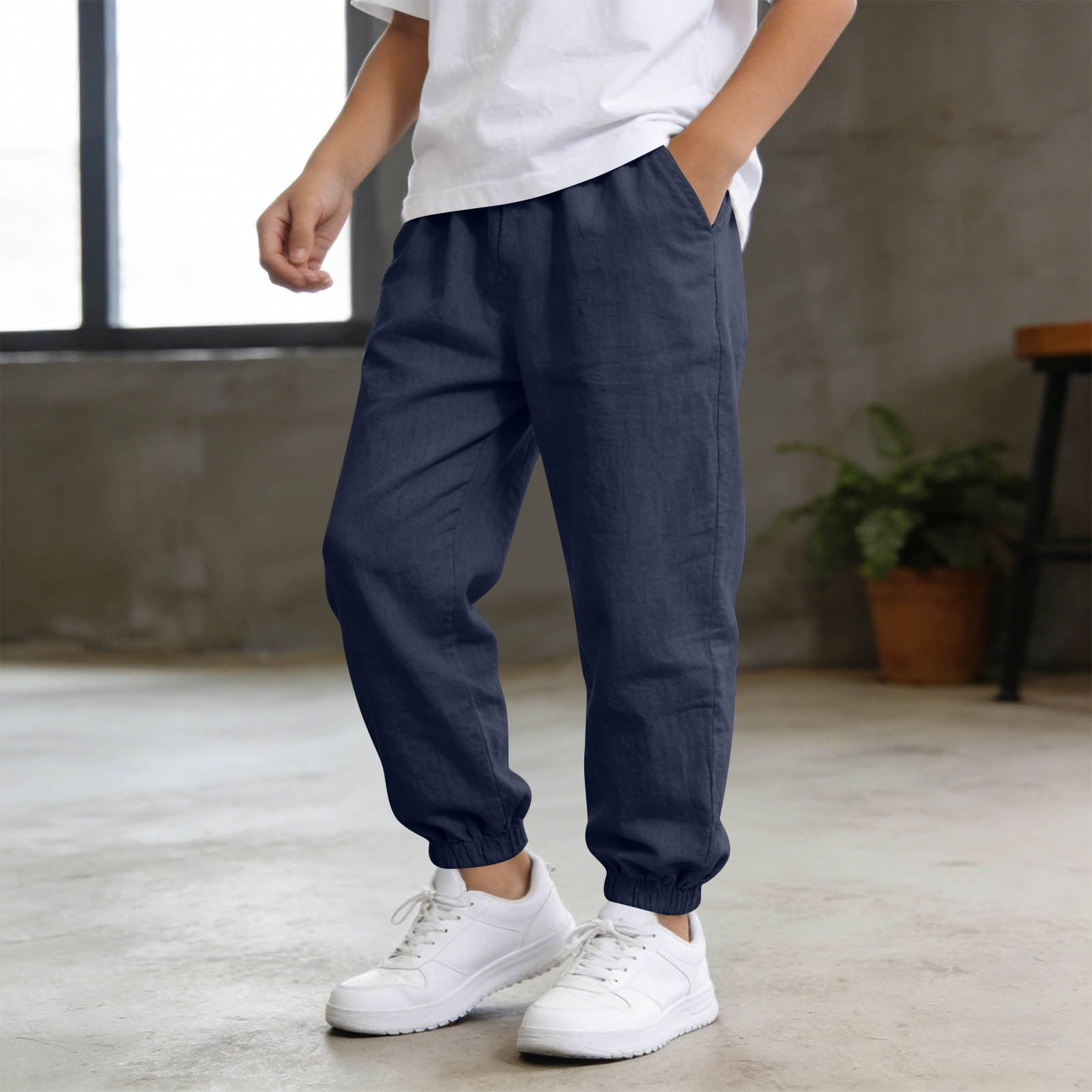 Boys' Pants, Solid Color Corduroy Pants with Elastic Waist and ...