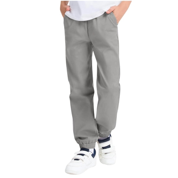 Boys Pants Solid Elastic Drawstring Elastic Cuff Long Pants for Boys ...