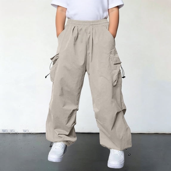 Boys Pants Solid Elastic Waist Cargo Pants for Boys Casual Boys Elastic ...