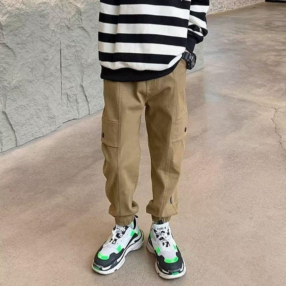 Boys Pants Stylish Solid Cargo Long Pants for Boys Fashionable Casual ...