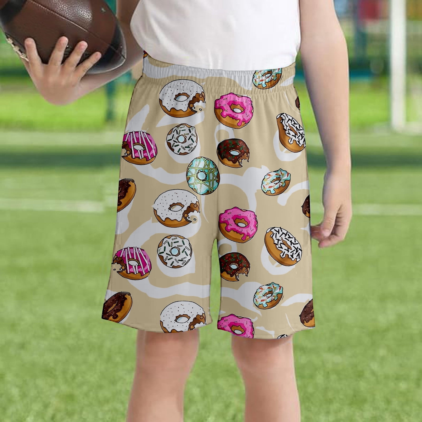 Boys Pants Summer Shorts Donut Print Elastic Waist Casual Pair T Shirts ...