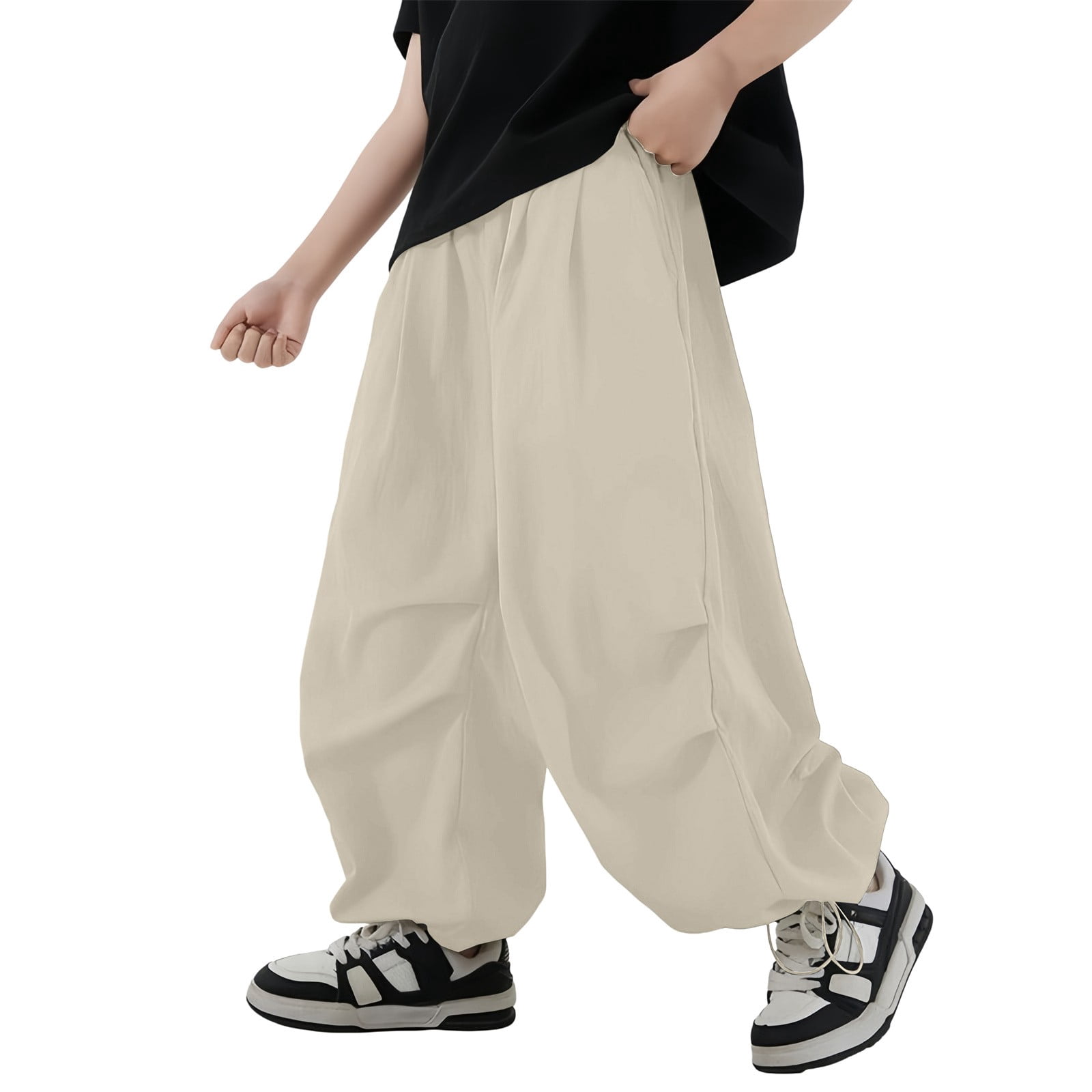 Boys Parachute Pants Kids Baggy Wide Leg Elastic Waist Track Pants ...