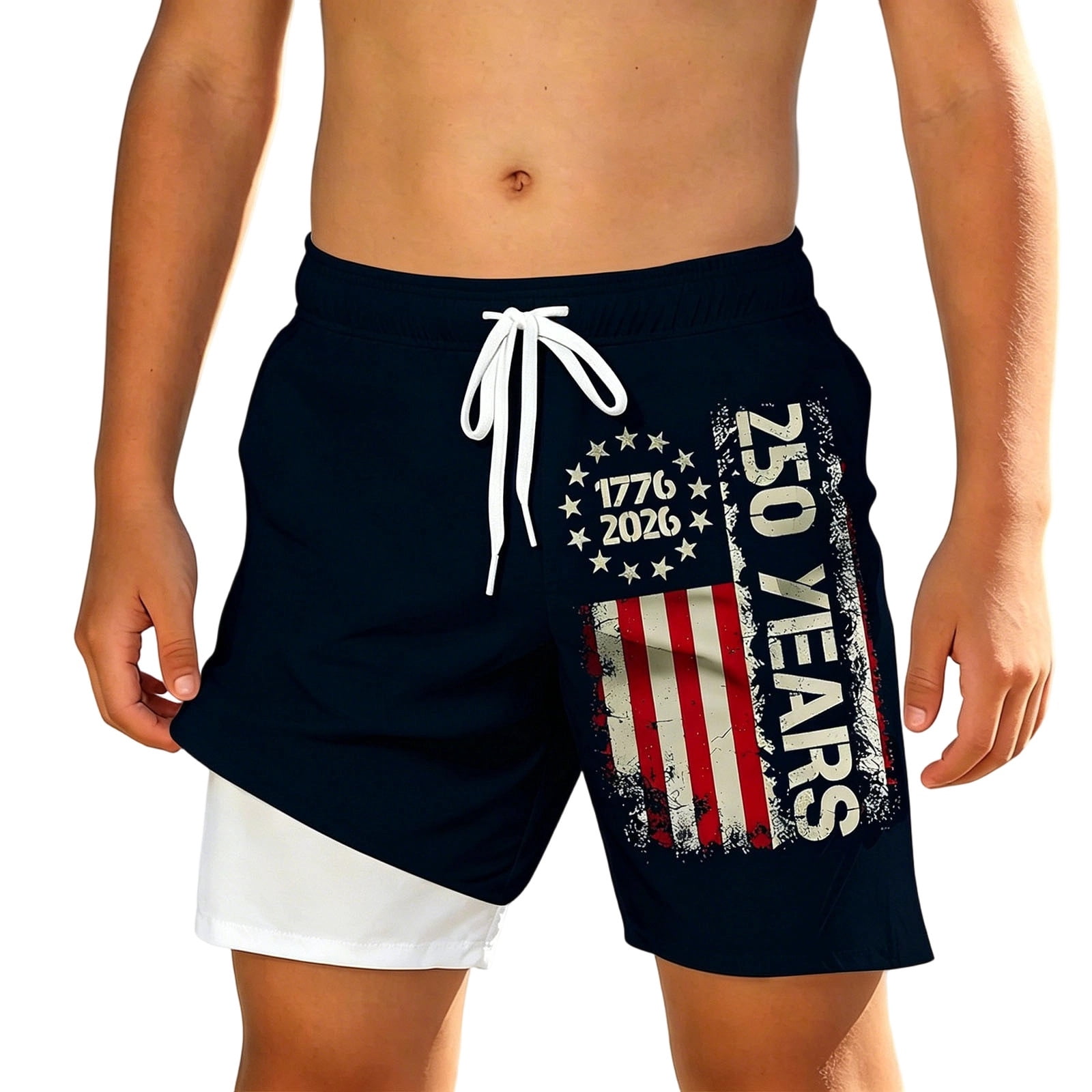 Boys Patriotic Graphic Swimwear 4th of July 250th Anniversary Swim ...