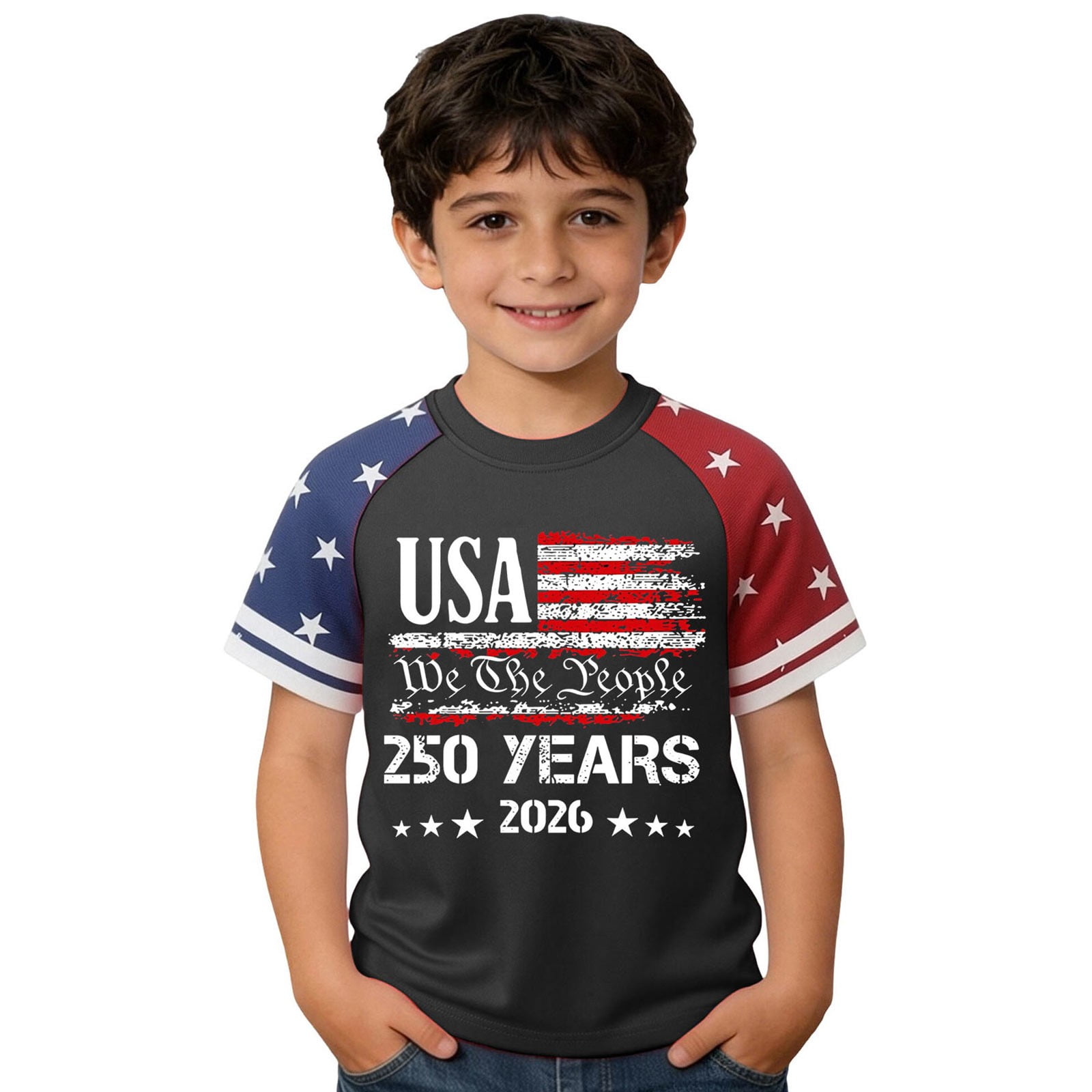 Boys Patriotic Graphic Tops 4th of July 250th Anniversary USA ...
