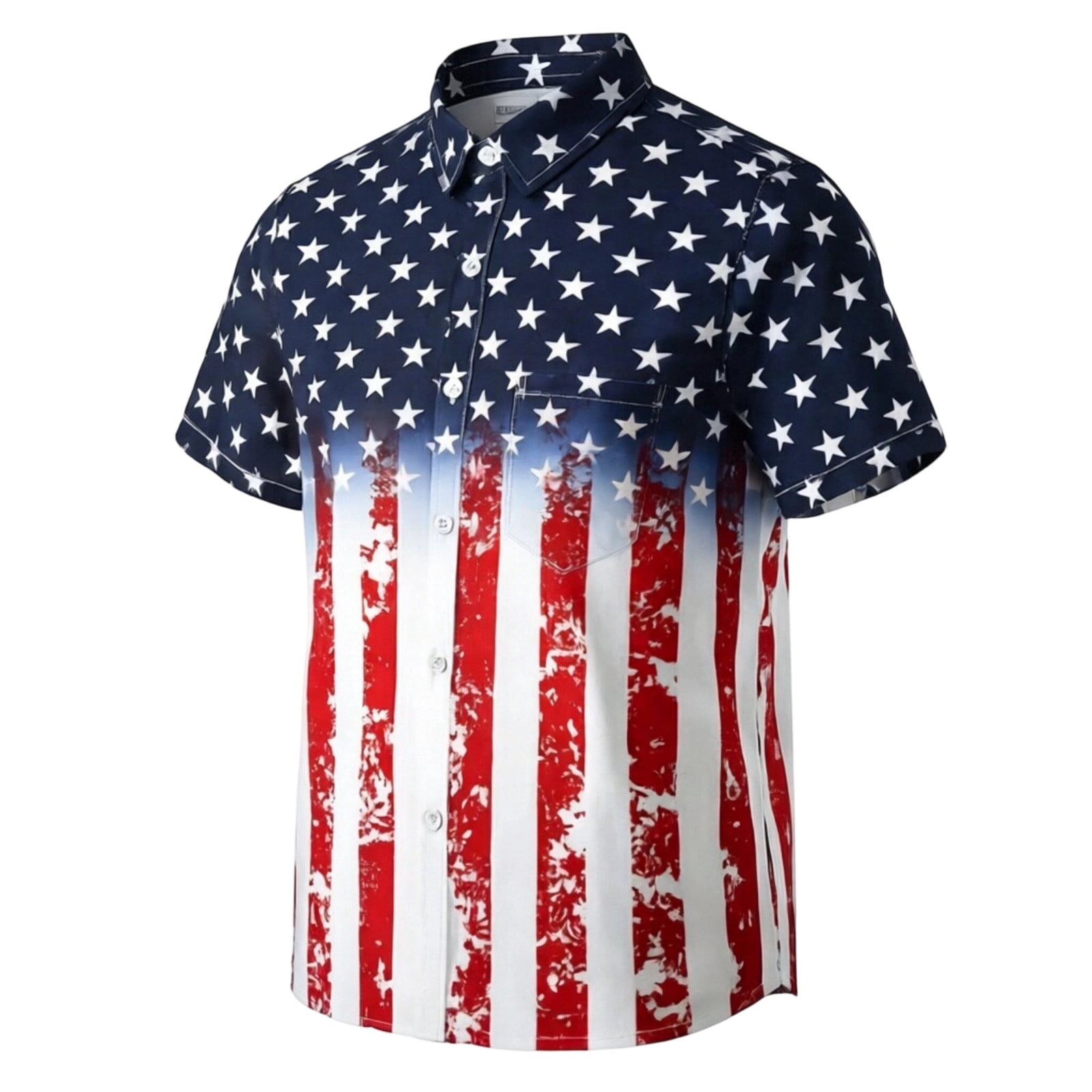 Boys Patriotic Independence Day Print Short Sleeve Button Up Casual ...