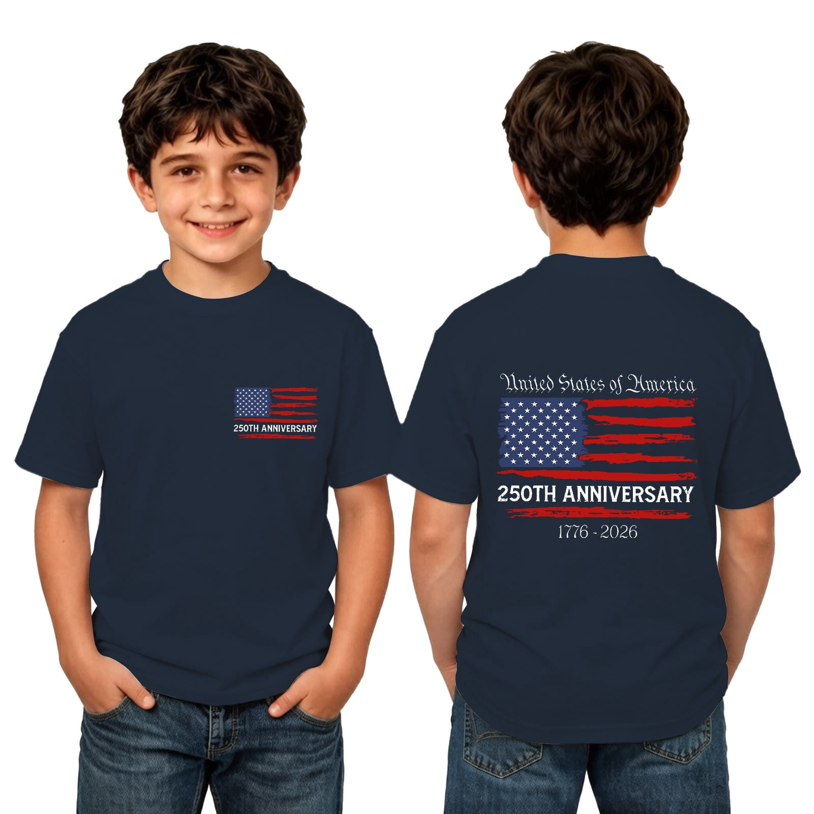 Boys Patriotic Shirt Relaxed Fit Stretch American Flag T-Shirt ...