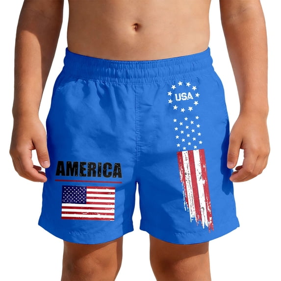 Boys Patriotic Swim Trunks Quick Dry Beach Shorts with USA Flag Print ...