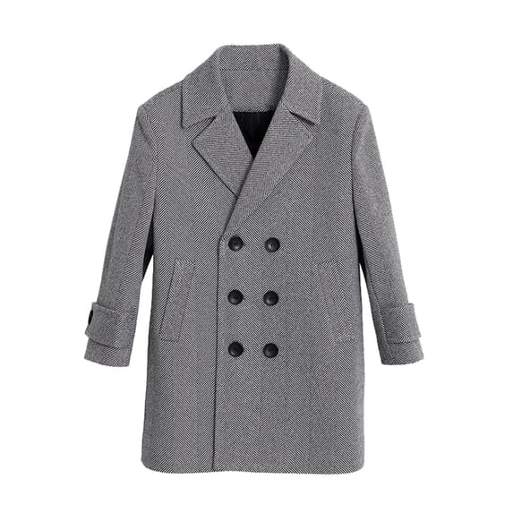 Boys Peacoat Long Sleeve Double Breasted Mid Length Outwear Windproof ...