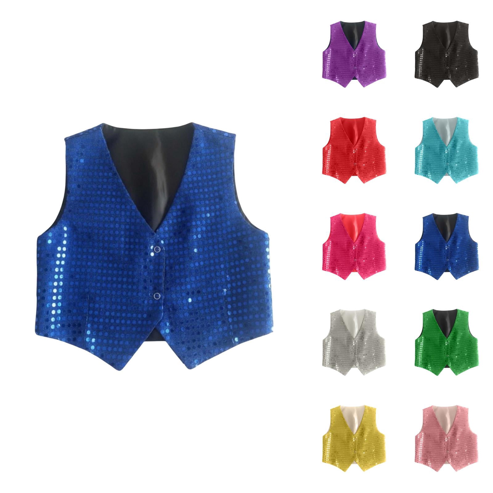 Boys Performance Vest Stage With Sparkling Sequins For Dance Shows And ...