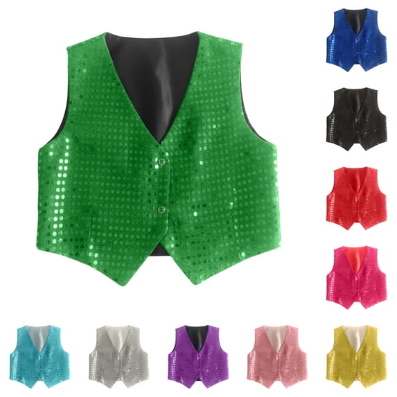 Boys Performance Vest Stage with Sparkling Sequins for Dance Shows and ...
