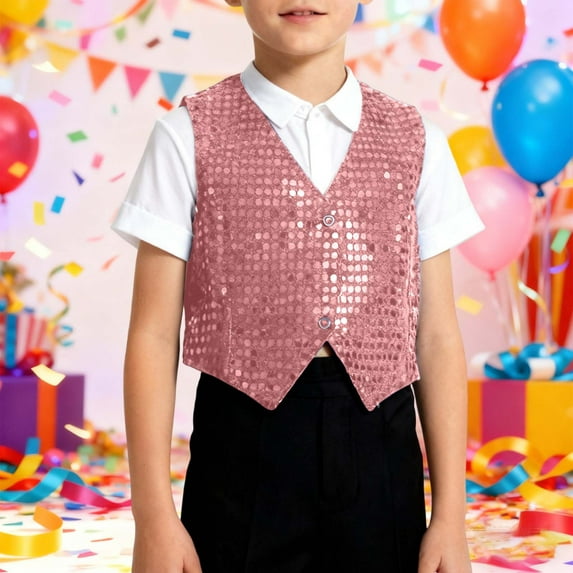 Boys Performance Vest Stage with Sparkling Sequins for Dance Shows and ...