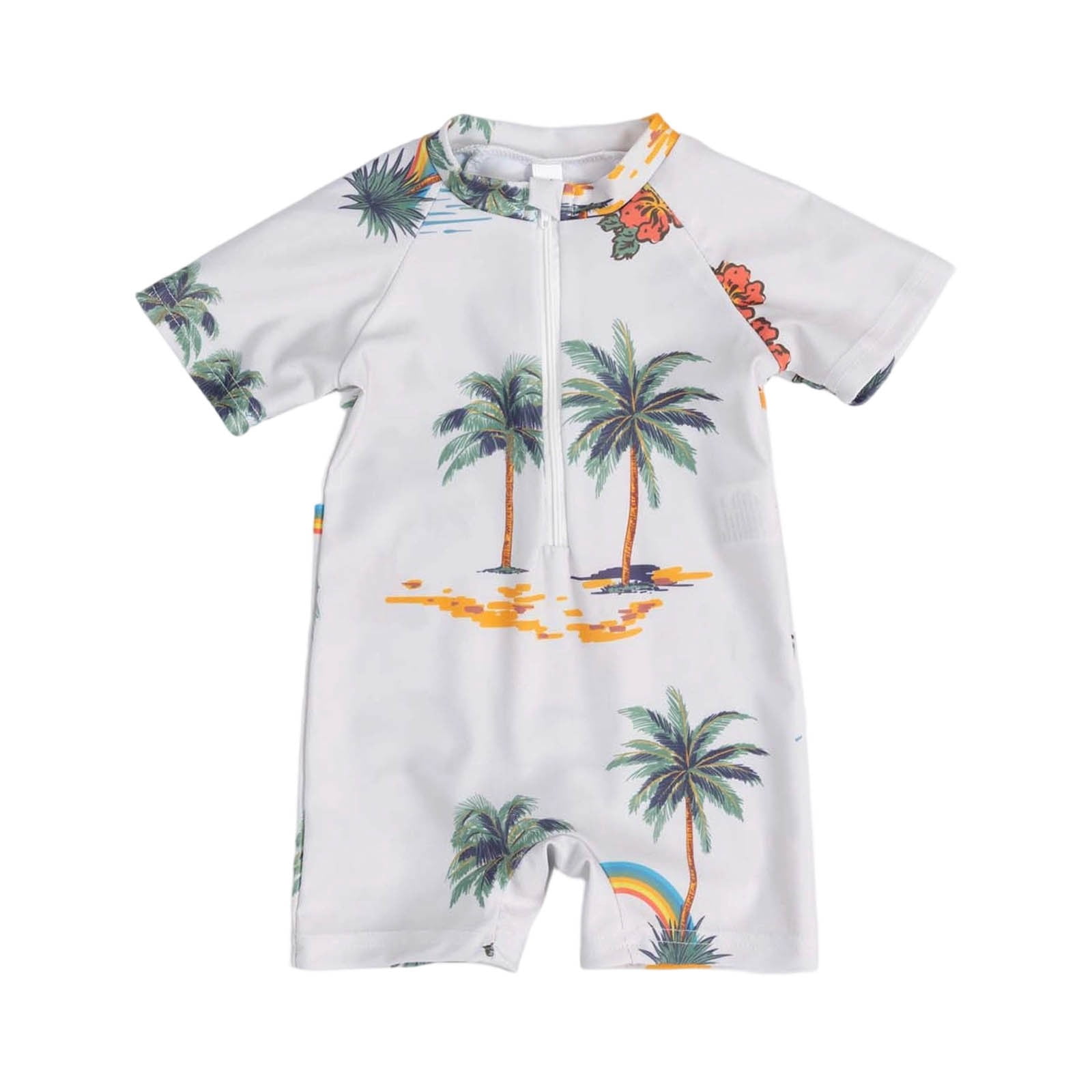 Boys Piece Swimwear Printed Toddler Zip Front Rashguard Sun Bathing ...