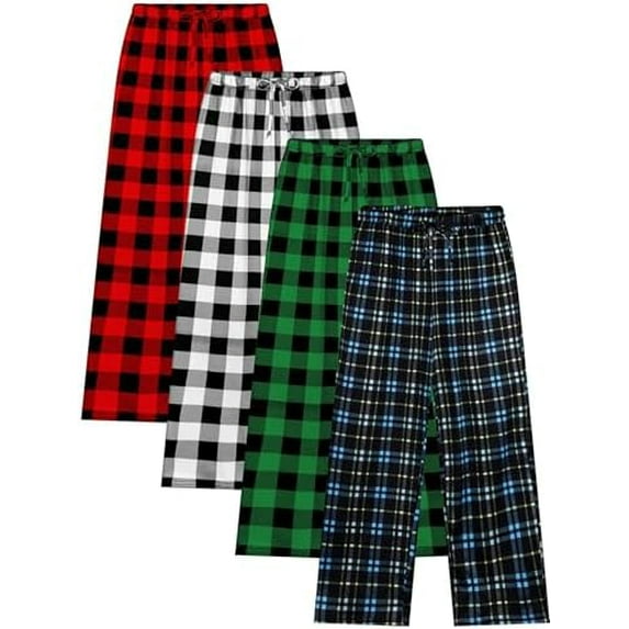 Boys Plaid Pants with Pockets Elastic Waist Drawstring Printed Plaid ...