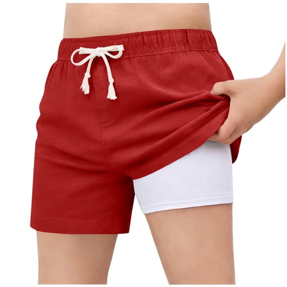 Boys' Play Shorts with Built-In Layer, Double Layer Elastic Waist ...