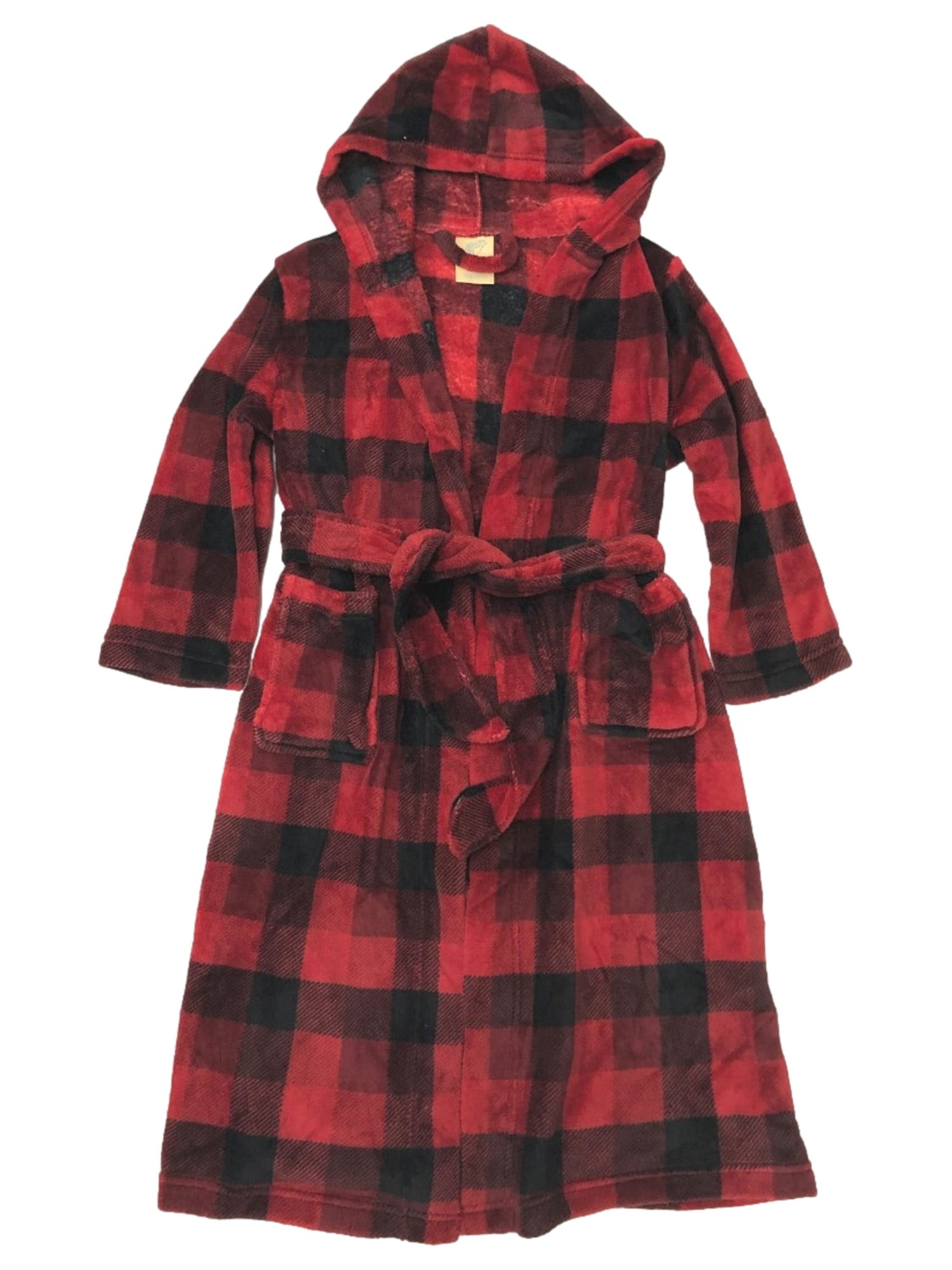 Boys Plush Red & Black Buffalo Plaid Bath Robe House Coat Small (8 ...