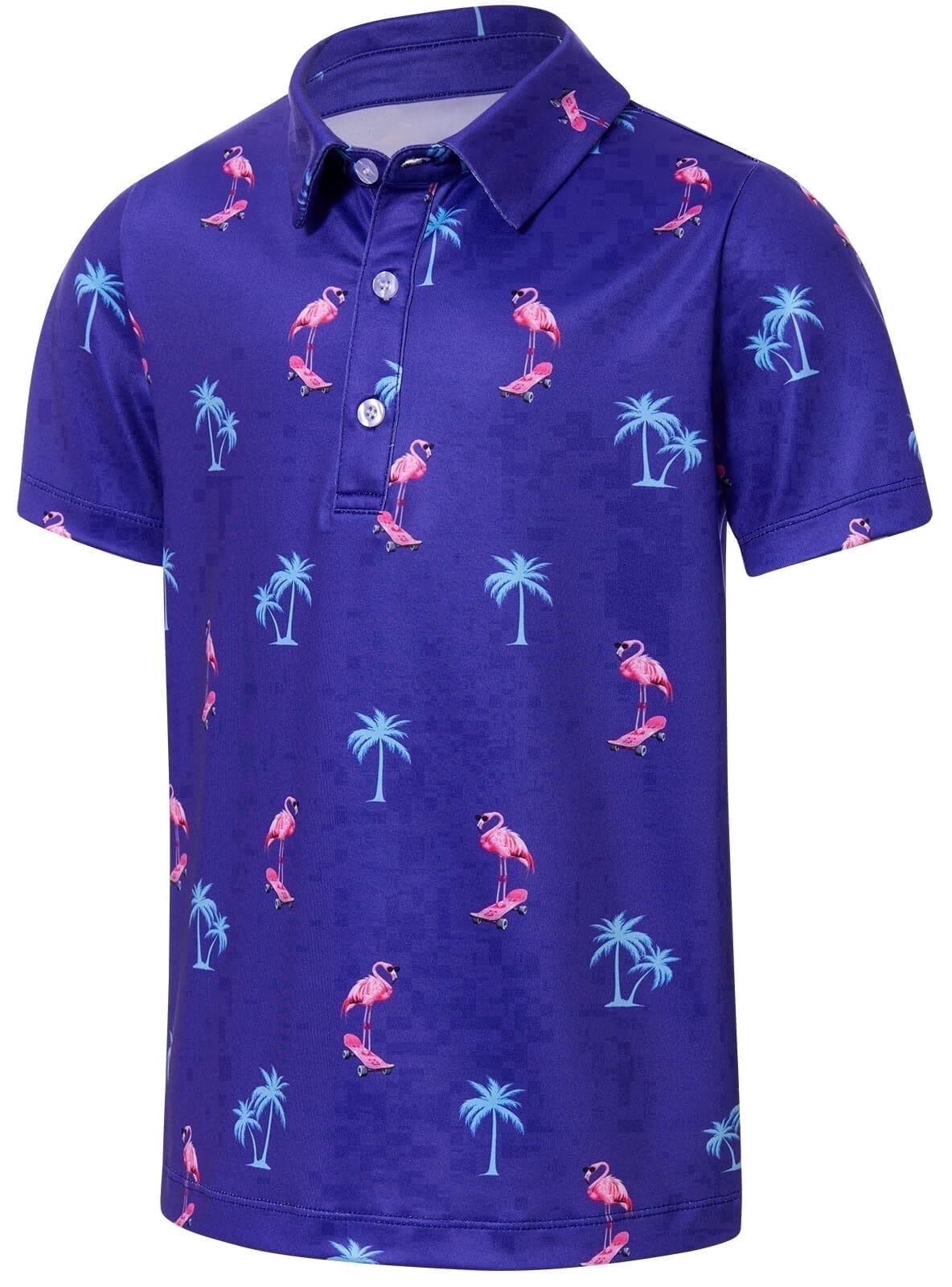 Boys Polo Shirt Hawaiian Golf Collared Performance Tops Kids Short ...
