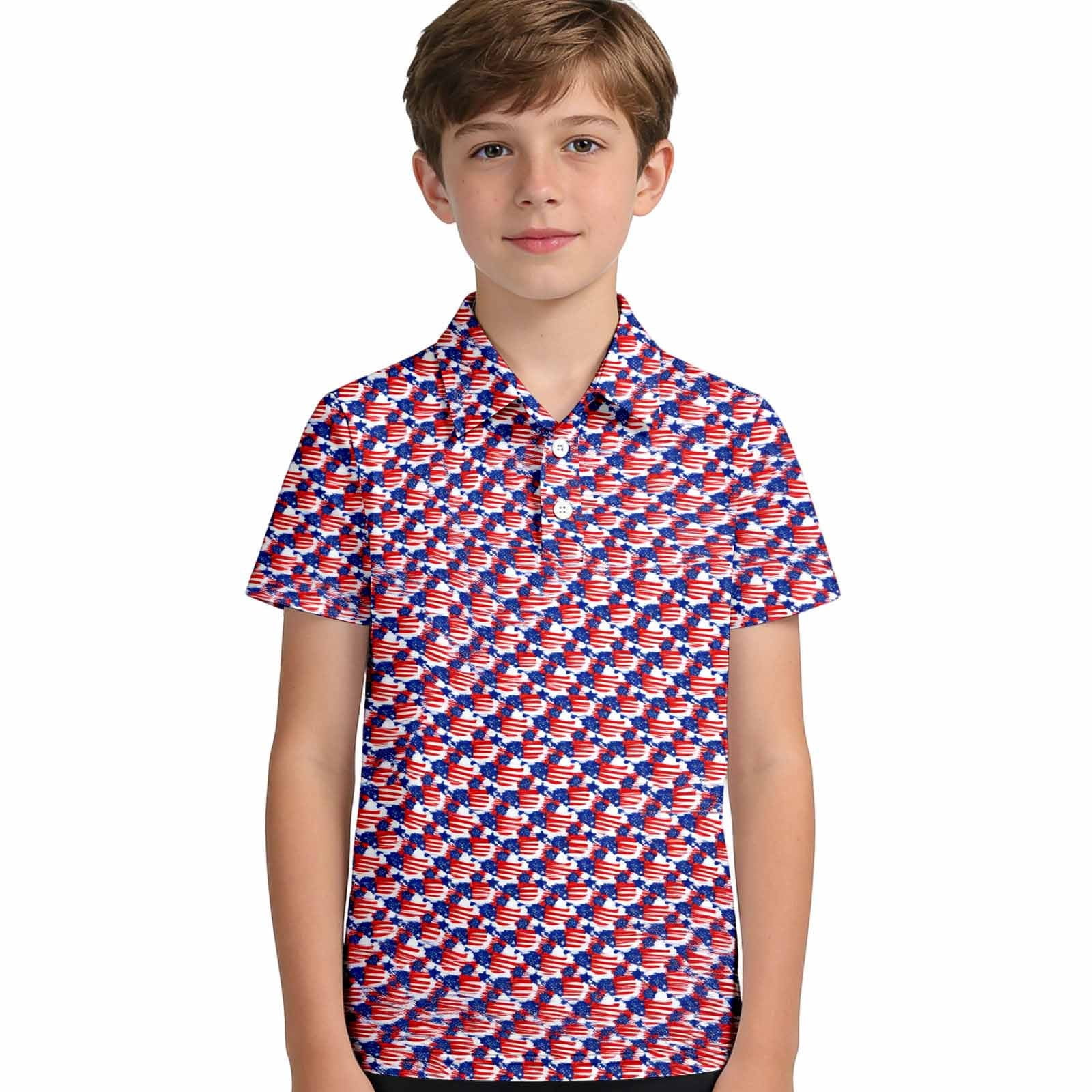 Boys Polo Shirt Short Sleeve Performance Stretch Funny Print Active ...