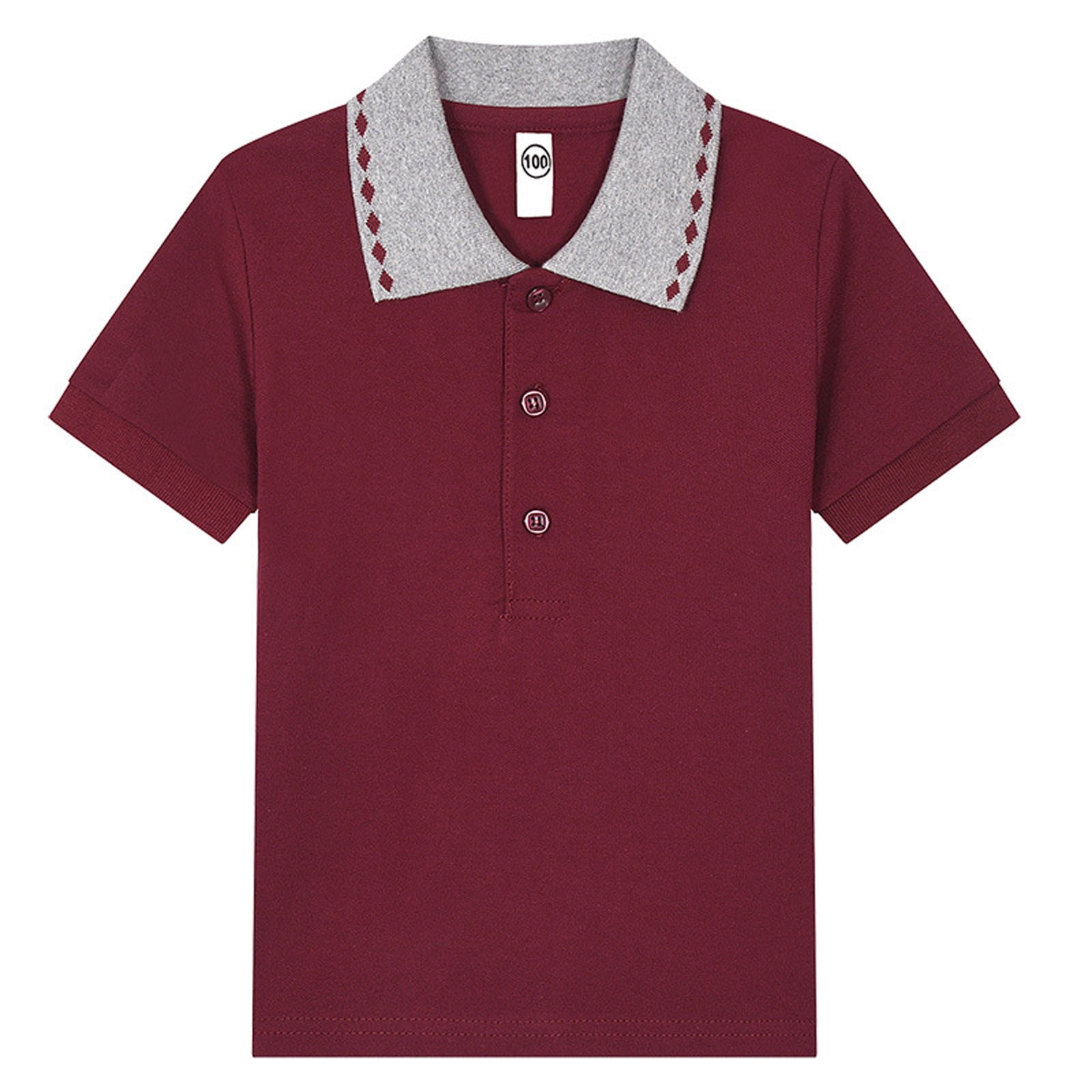 Boys Polo Shirt Short Sleeve School Uniform Button Up Shirts School ...