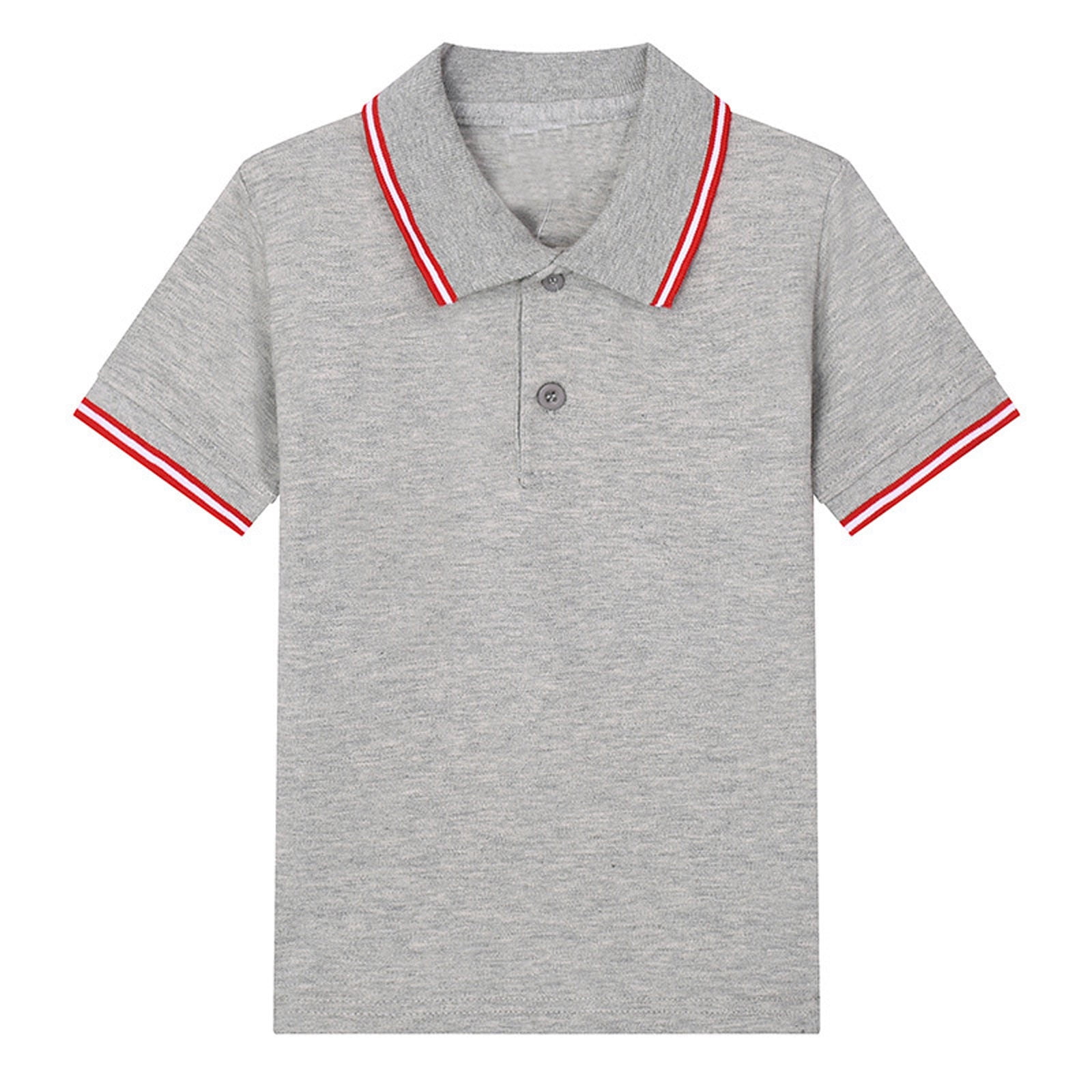 Boys Polo Shirt Short Sleeve Uniform Button Up Shirts Collar Shirt ...