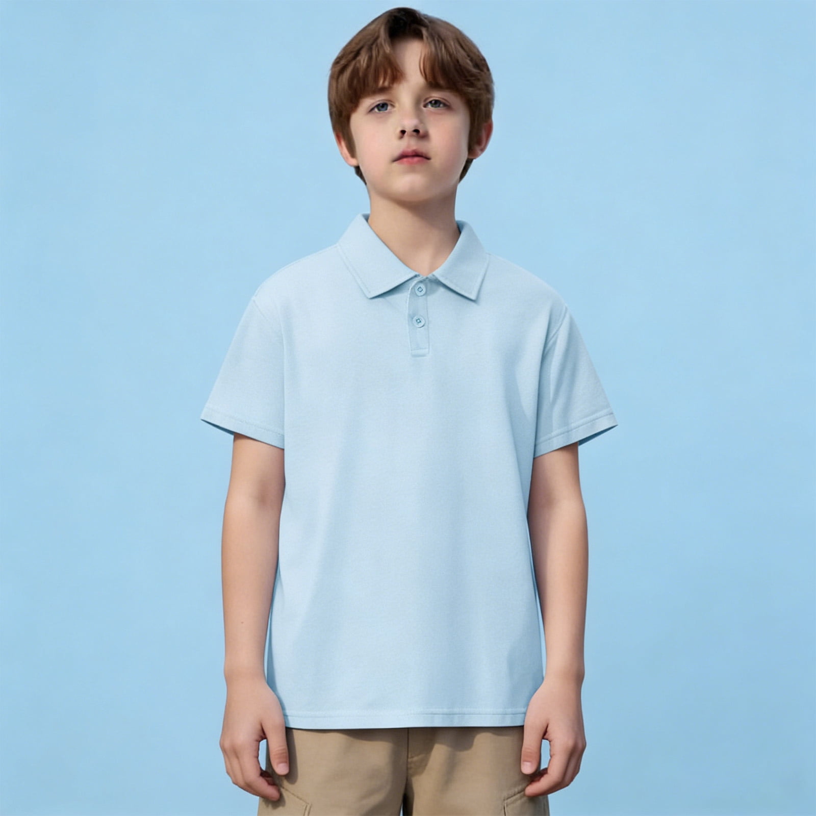 Boys' Polo Shirt Short Sleeves Boy Sky Blue Button down Shirt Boys ...