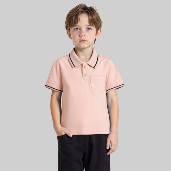 Boys' Polo Shirt Short Sleeves Pink Button up Shirt Boys Boys Collared ...