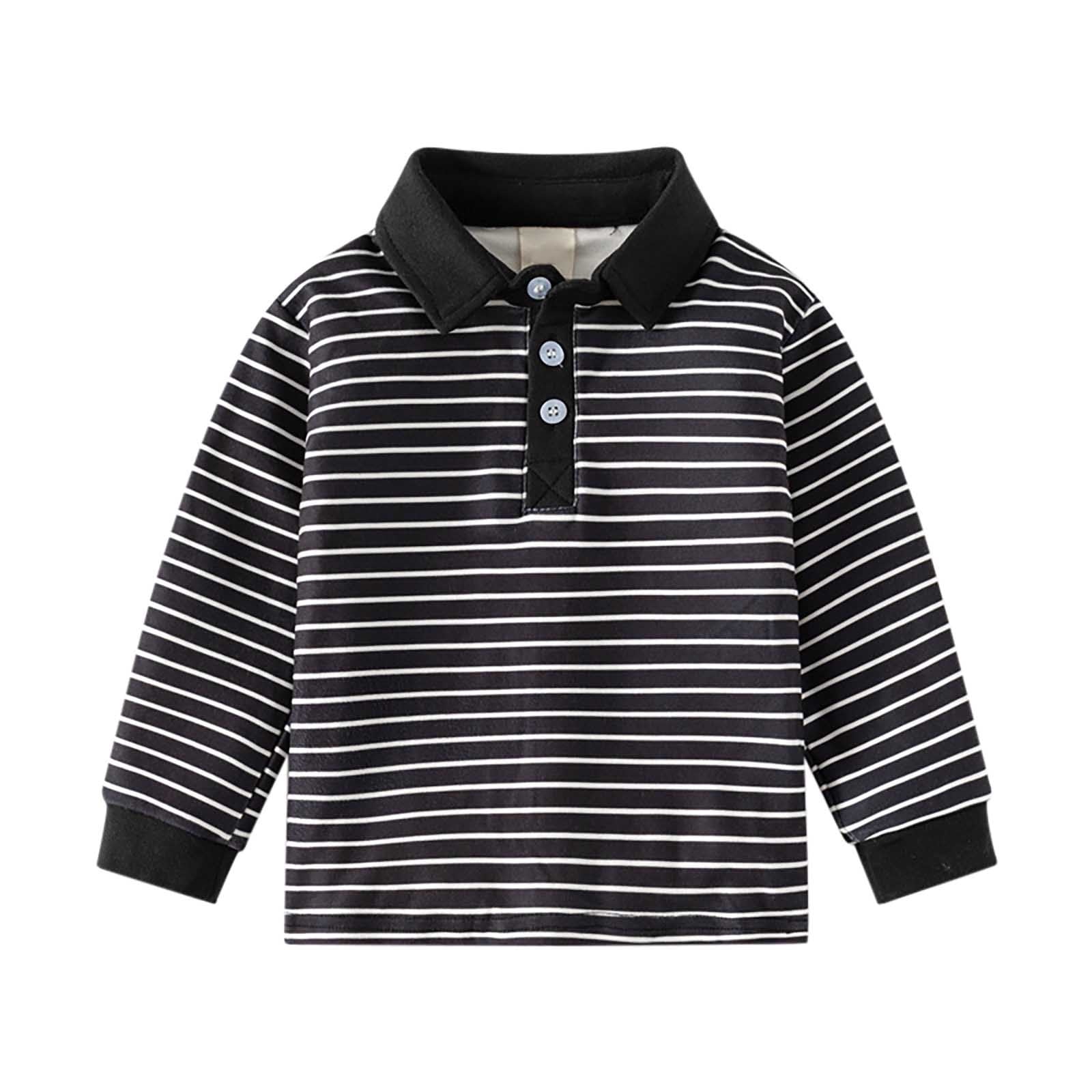 Boys' Polo Shirt Stripes Long Sleeve Shirt Boys Button Down Shirt Boys ...
