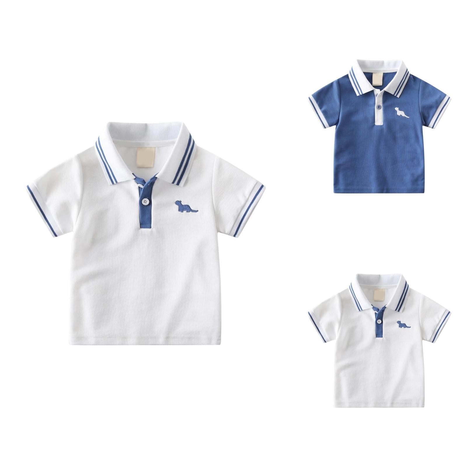 Boys Polo Shirt Summer Cute Animal Print Short Sleeve Kids Collared ...