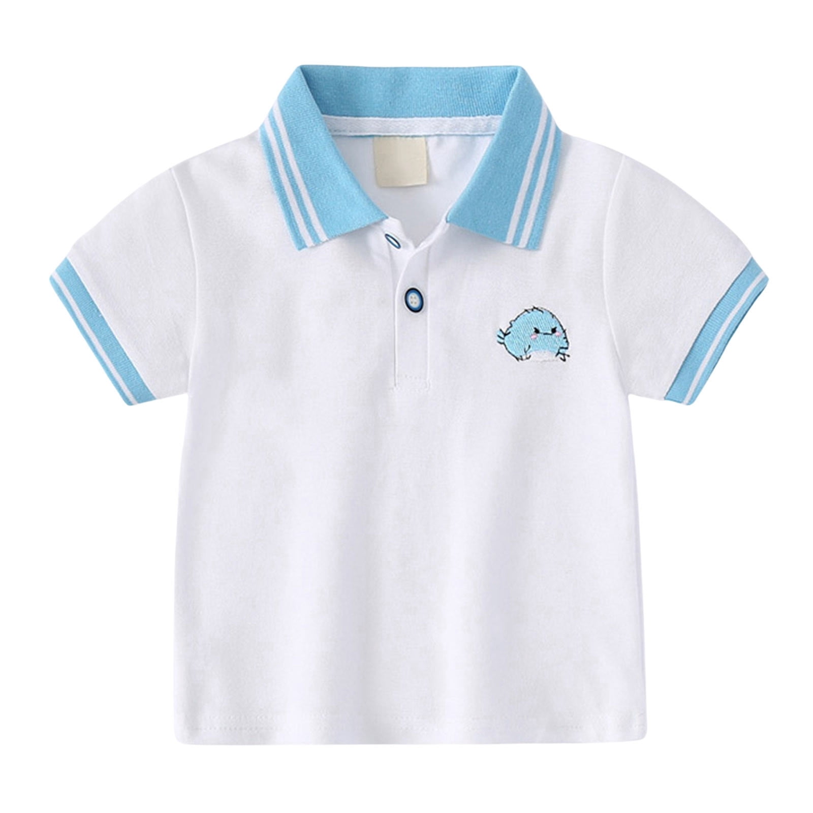 Boys Polo Shirts 14-16 Cartoon Print Short Sleeve T Shirt Top Button ...