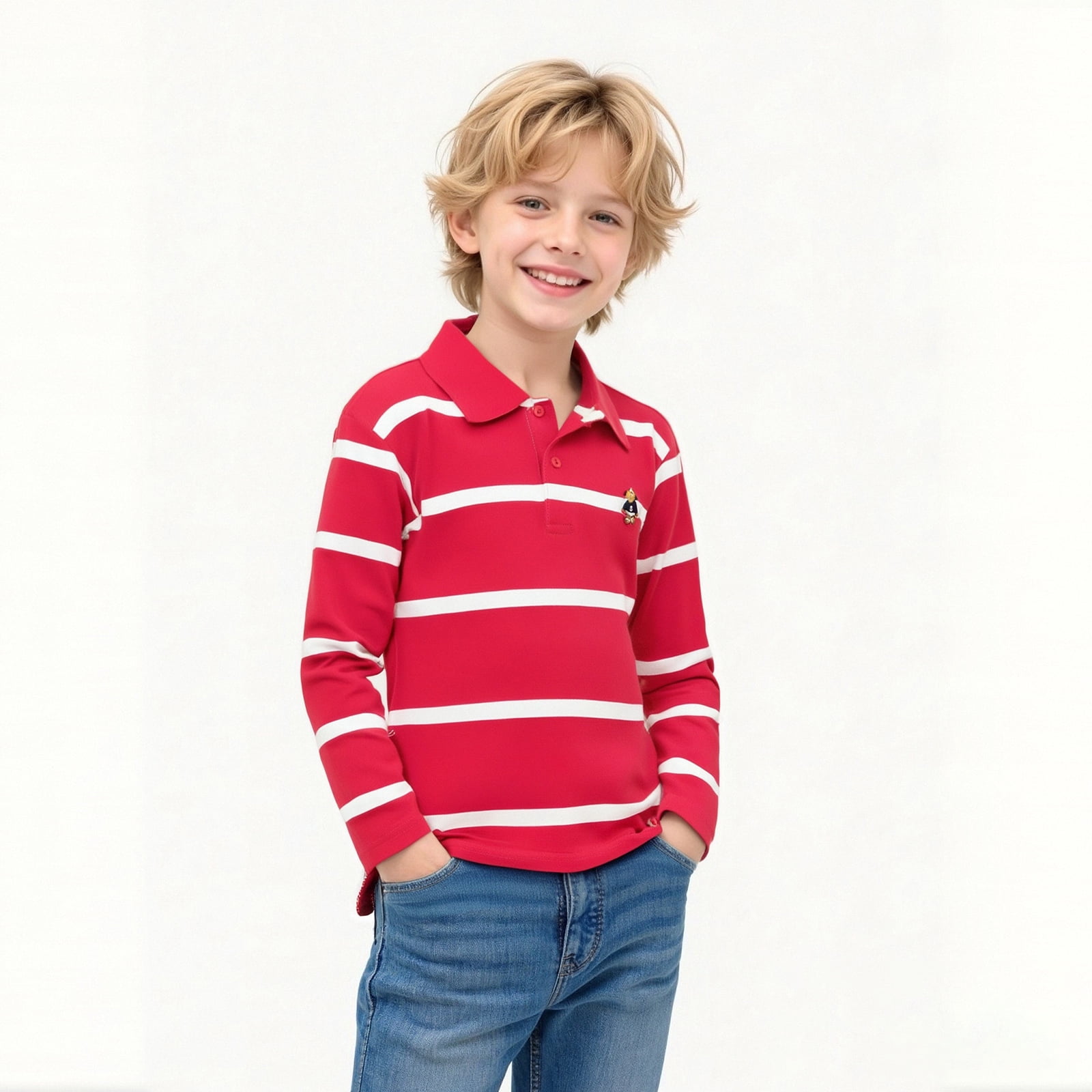 Boys' Polo Shirts Long Sleeve Boys Striped Button down Shirt Boys ...