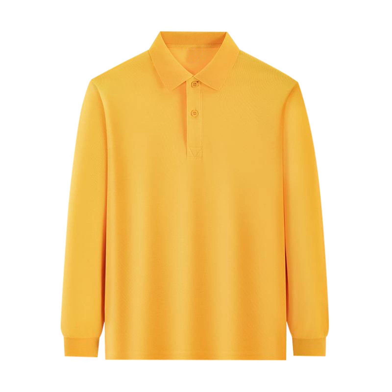 Boys' Polo Shirts Long Sleeve Yellow Button up Shirt Boys School ...