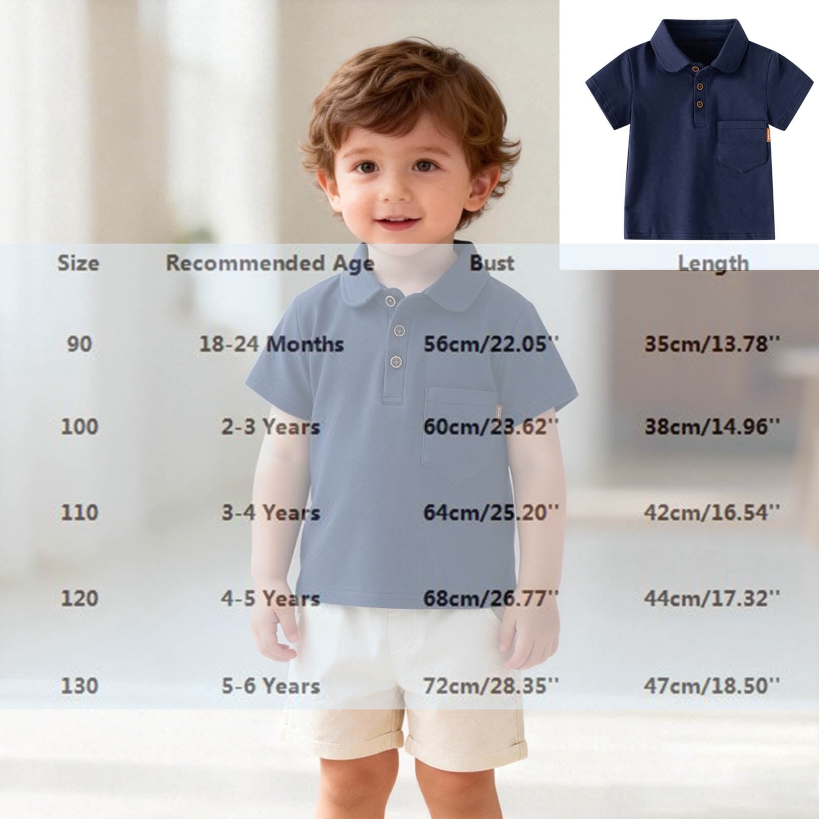 Boys' Polo Shirts Navy Button Down Short Sleeve Polo Shirts School ...