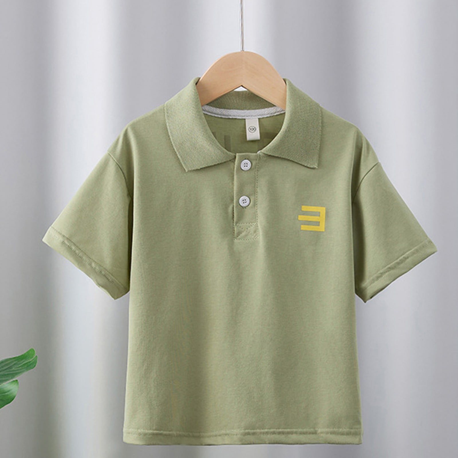 Boys' Polo Shirts Short Sleeve Green Button-Down Shirts Pullover ...