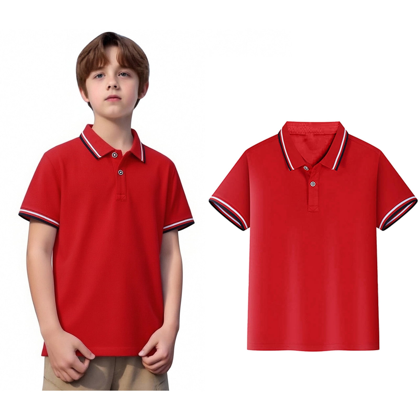 Boys Polo Shirts Short Sleeves Boy Watermelon Red Button down Shirt ...
