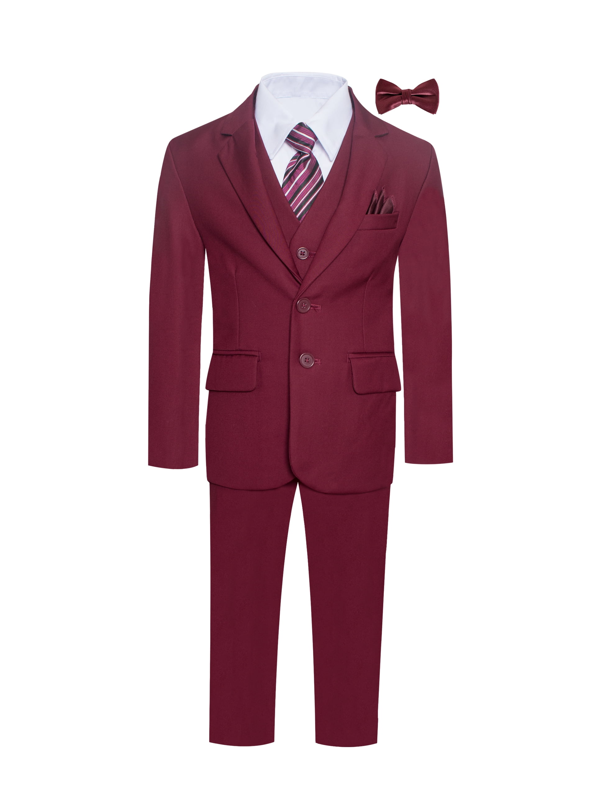 Boys Premium Burgundy-Maroon 8 Piece Suit Set - Walmart.com