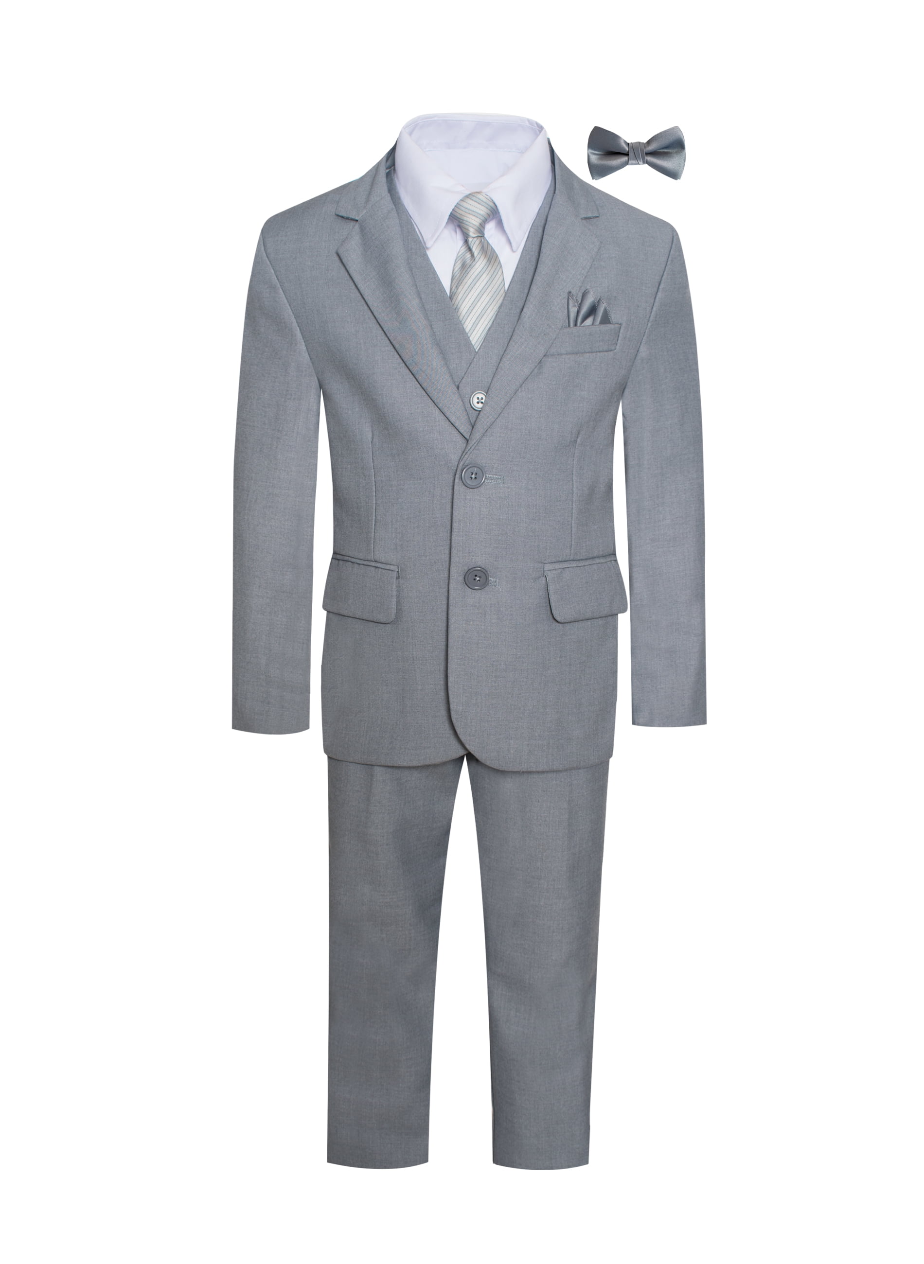 Boys Premium Light Gray-Light Heather Grey 8 Piece Suit Set - Walmart.com
