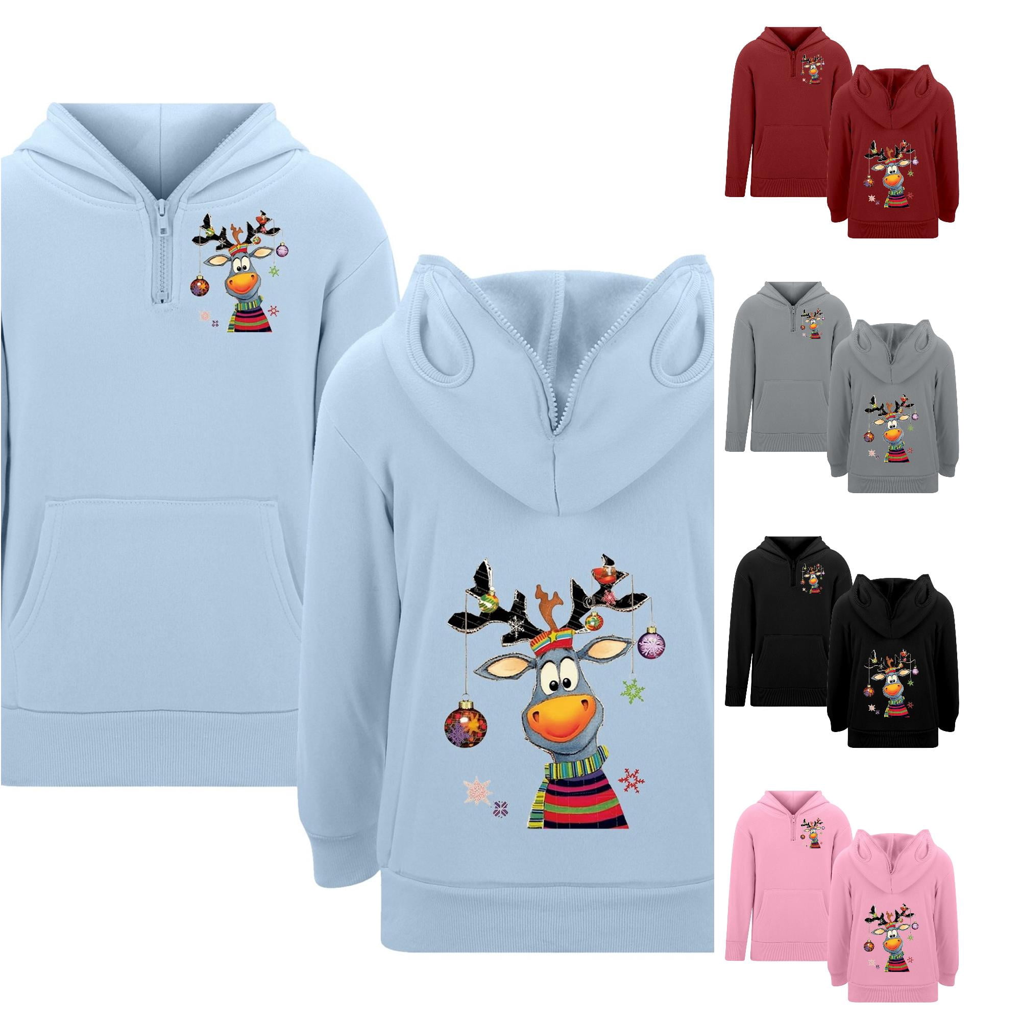 Boys Print Hooded Pullover Sweatshirt with Zipper Eyelets and Pocket ...