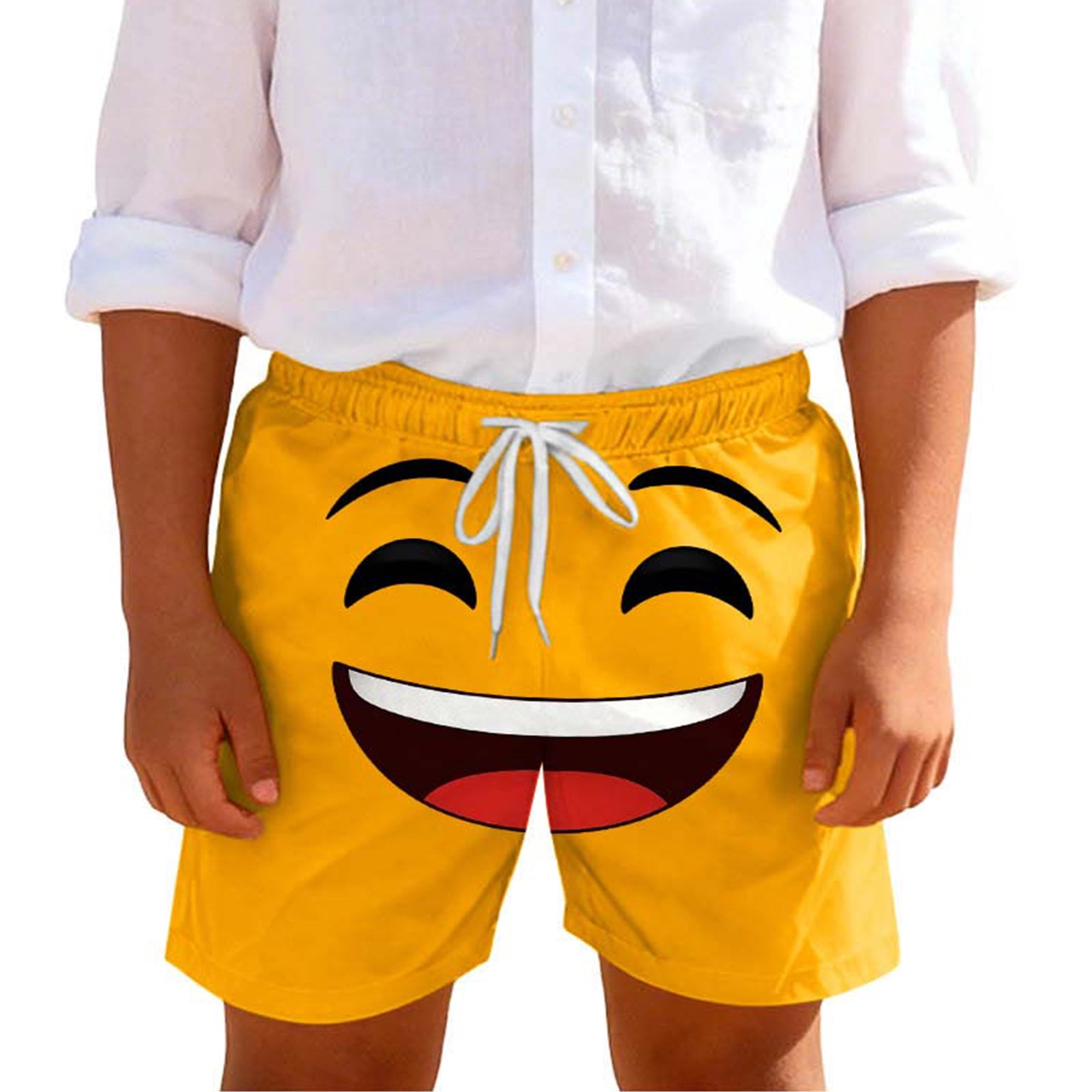 Boys Print Swim Trunks Orange Quick Dry Stretch Polyester Spandex ...