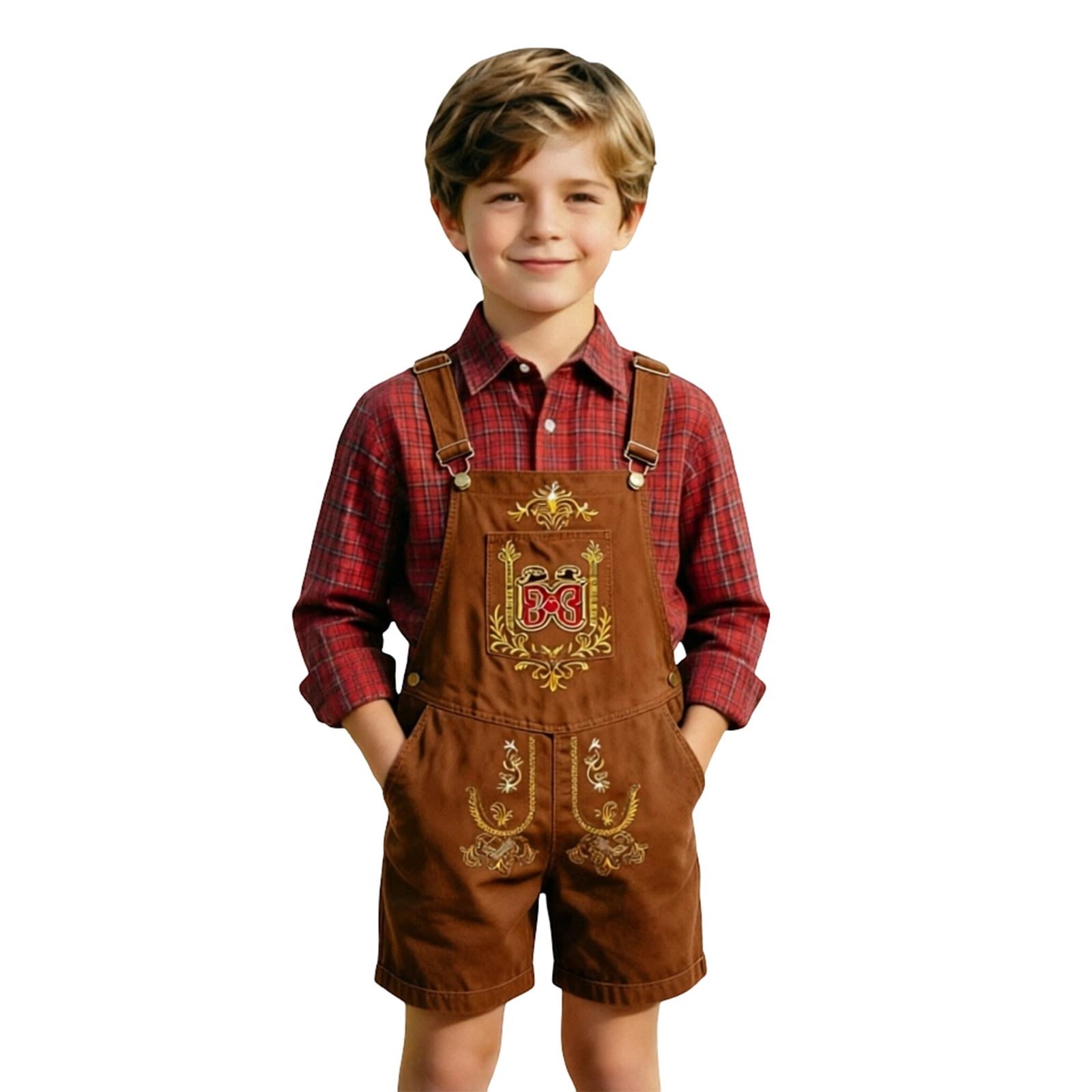 Boys Printed Casual Oktoberfest Traditional Bavarian Lederhosen Style ...