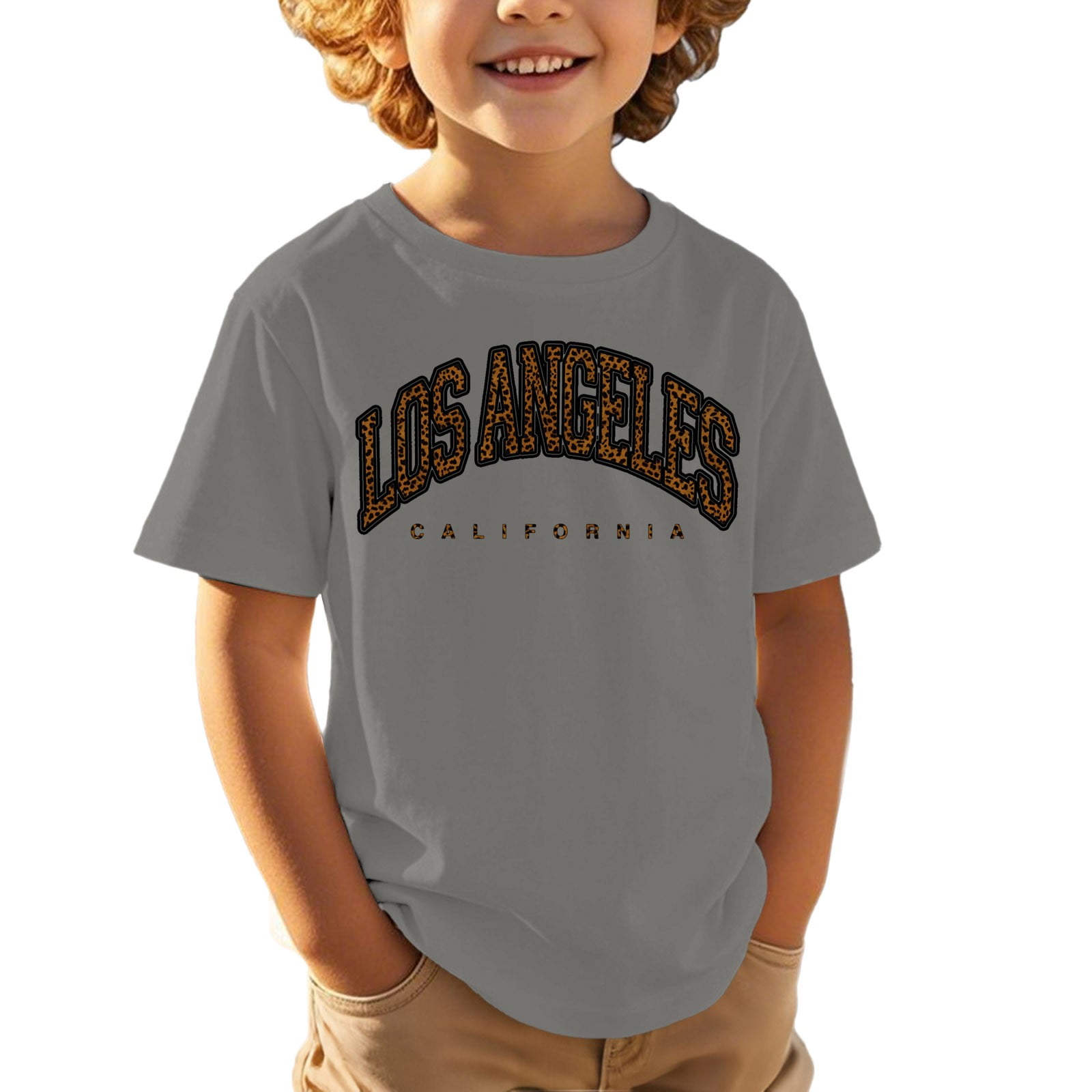 Boys Printed T Shirt Casual Comfortable Loose Fit Short Sleeve Tee Kids ...
