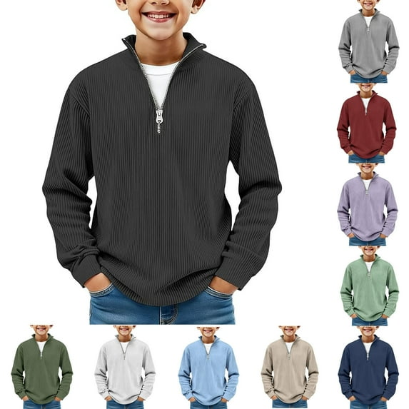 Boys Quarter Zip Pullover Long Sleeve Corduroy Shirts Oversized ...