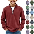 Boys Quarter Zip Pullover Long Sleeve Shirts Solid Color Sweatshirts ...