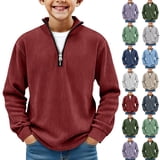Boys Quarter Zip Pullover Long Sleeve Shirts Solid Color Sweatshirts ...
