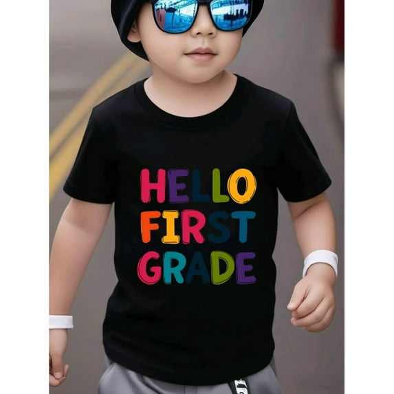Boys' Quick-Dry T-Shirt - Kids Shirt with "Hello First Grade" Print ...