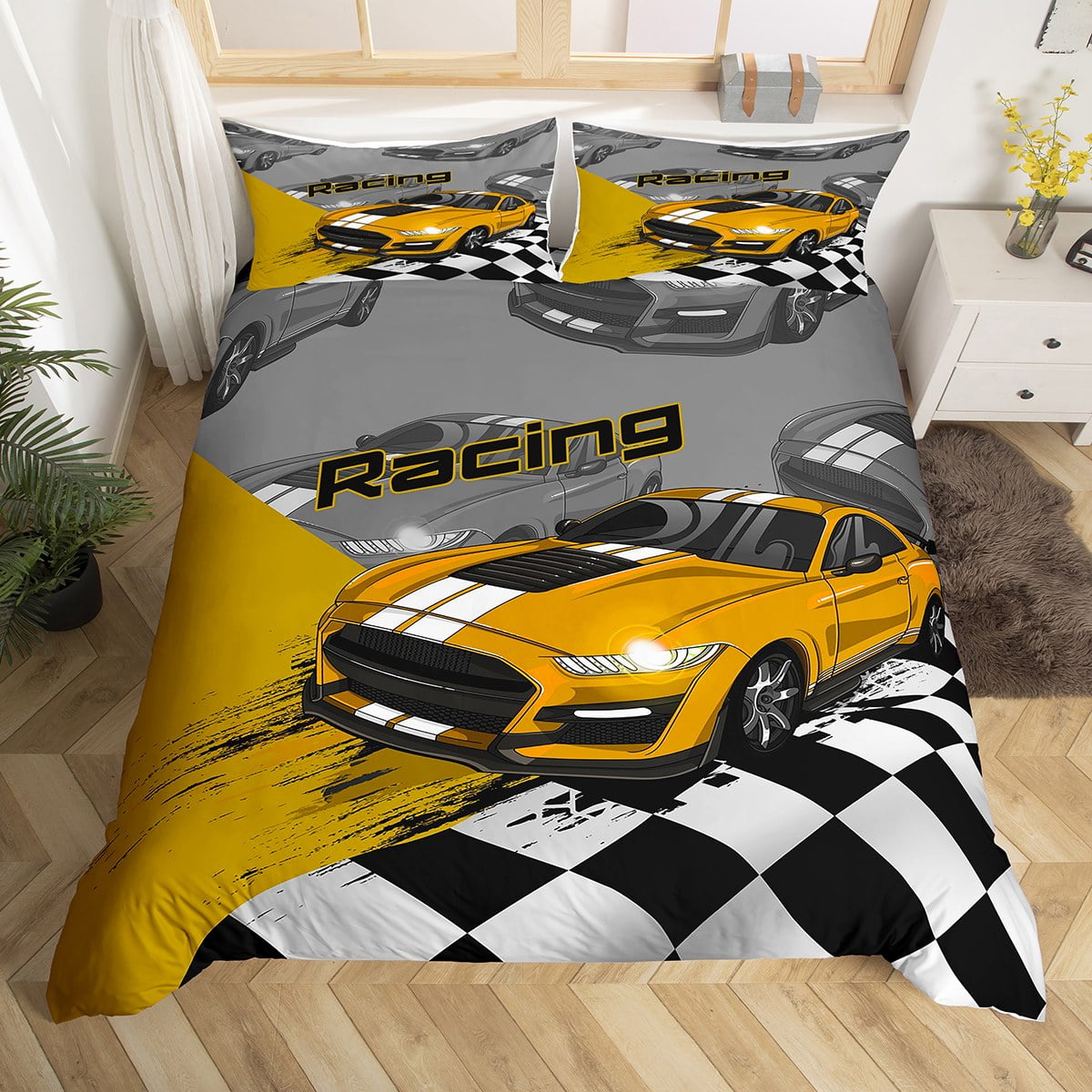 Boys Race Car Bedding Set Speed Sports Car King Duvet Cover for Kids ...