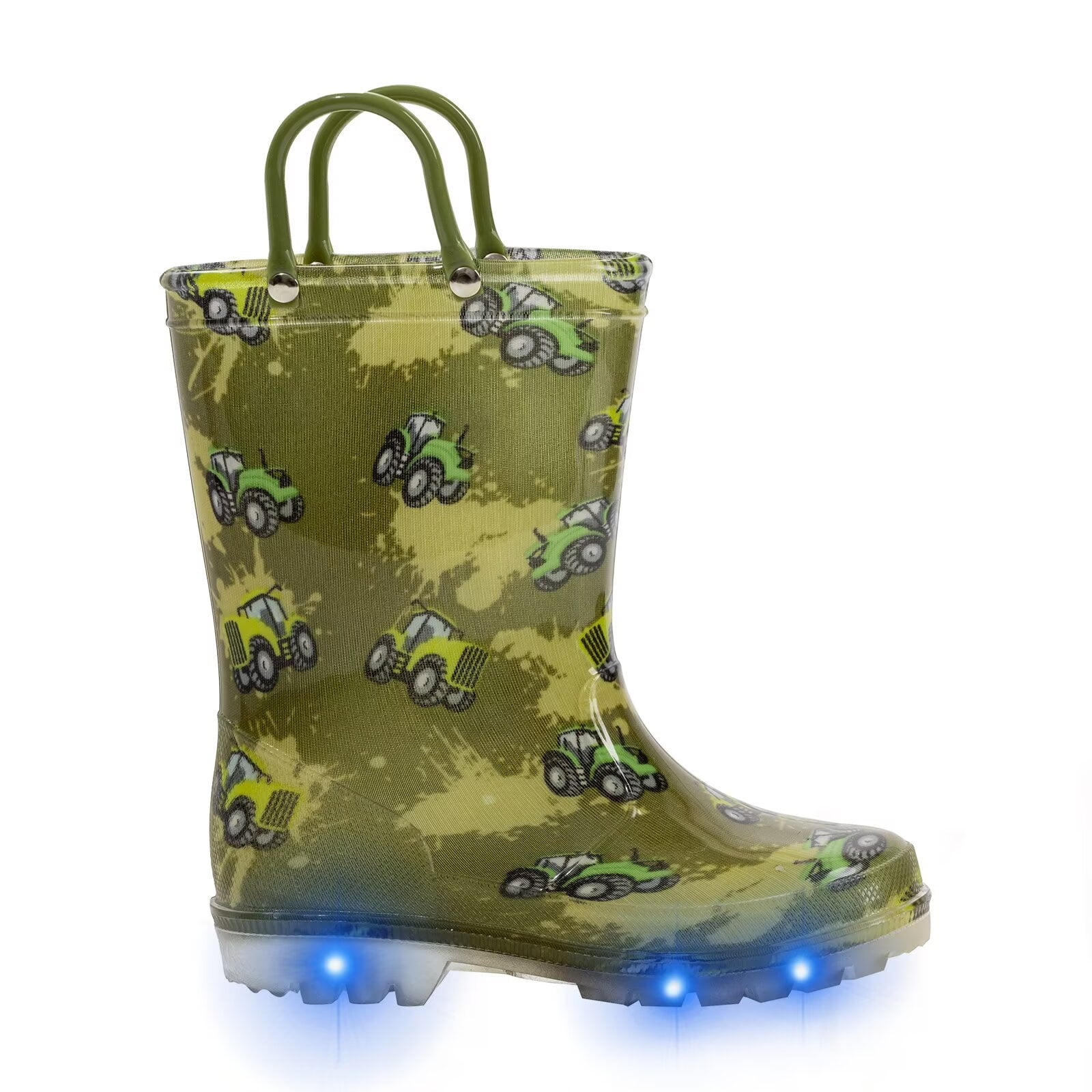 FUNCOO PLUS Boys Rain Boots Toddler Kids Light Up Waterproof Boots with ...