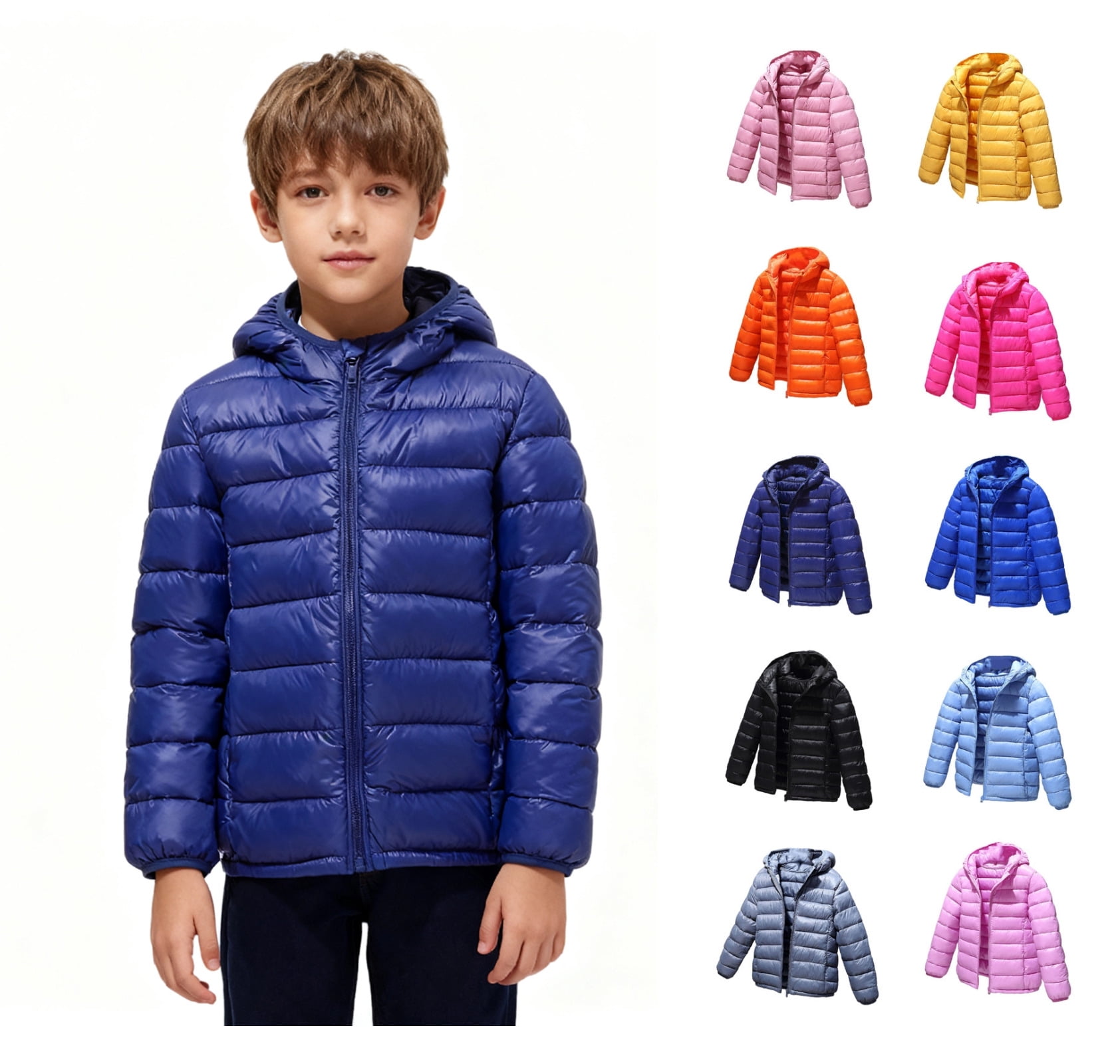 Boys Rain Jacket Kids Waterproof Puffer Winter Warm Lightweight ...