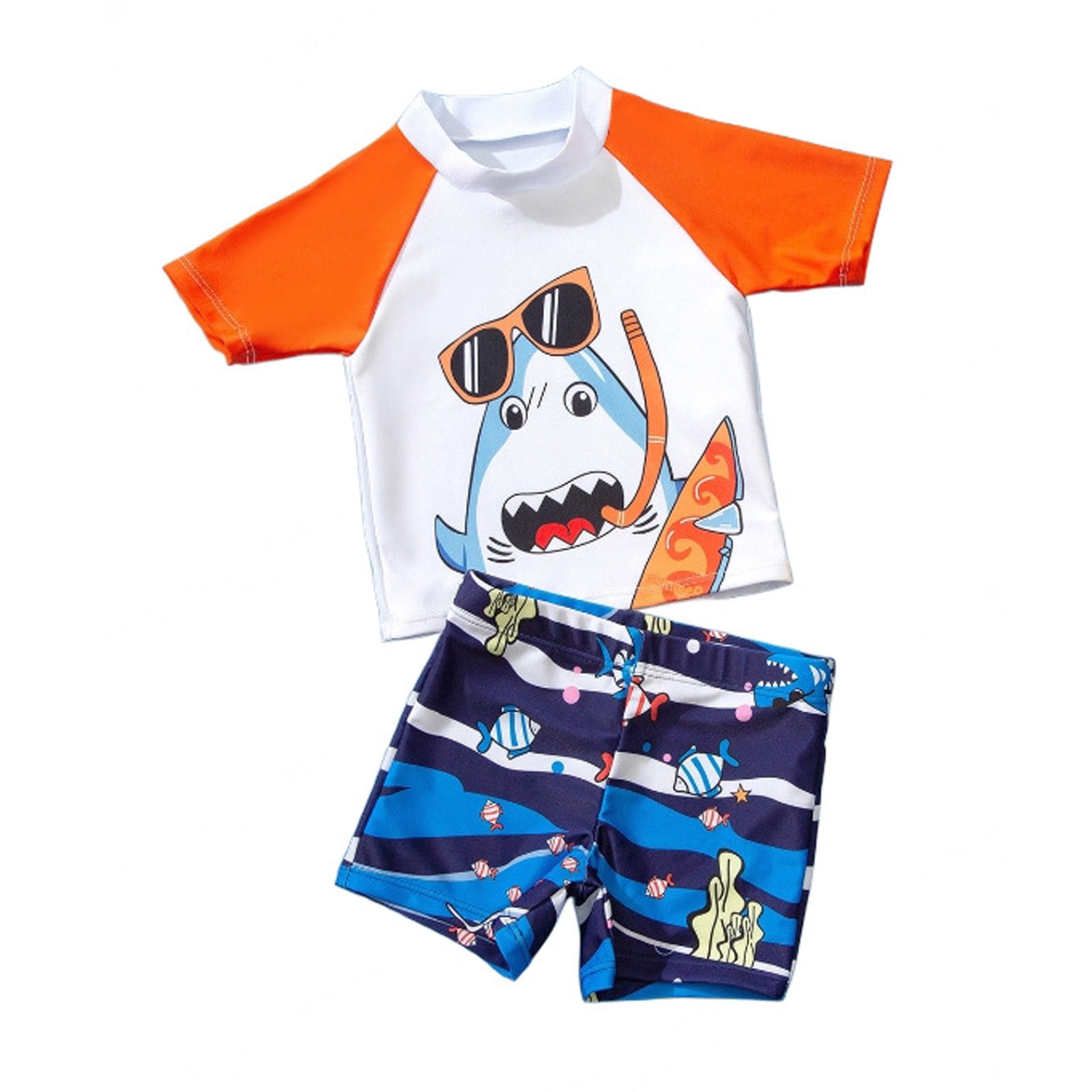 Boys Rash Guard Kids Toddler Boys Girls Cartoon Shark Prints Short ...