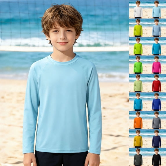 Boys' Rash Guard Long Sleeve Sun Shirts Girls Swim Shirt Summer Beach ...