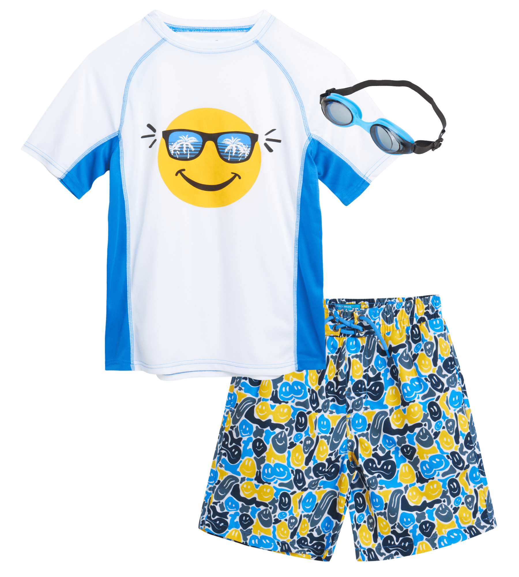 Boys' Rash Guard Set - 3 Piece UPF 50+ Rash Guard Swim Shirt, Bathing ...